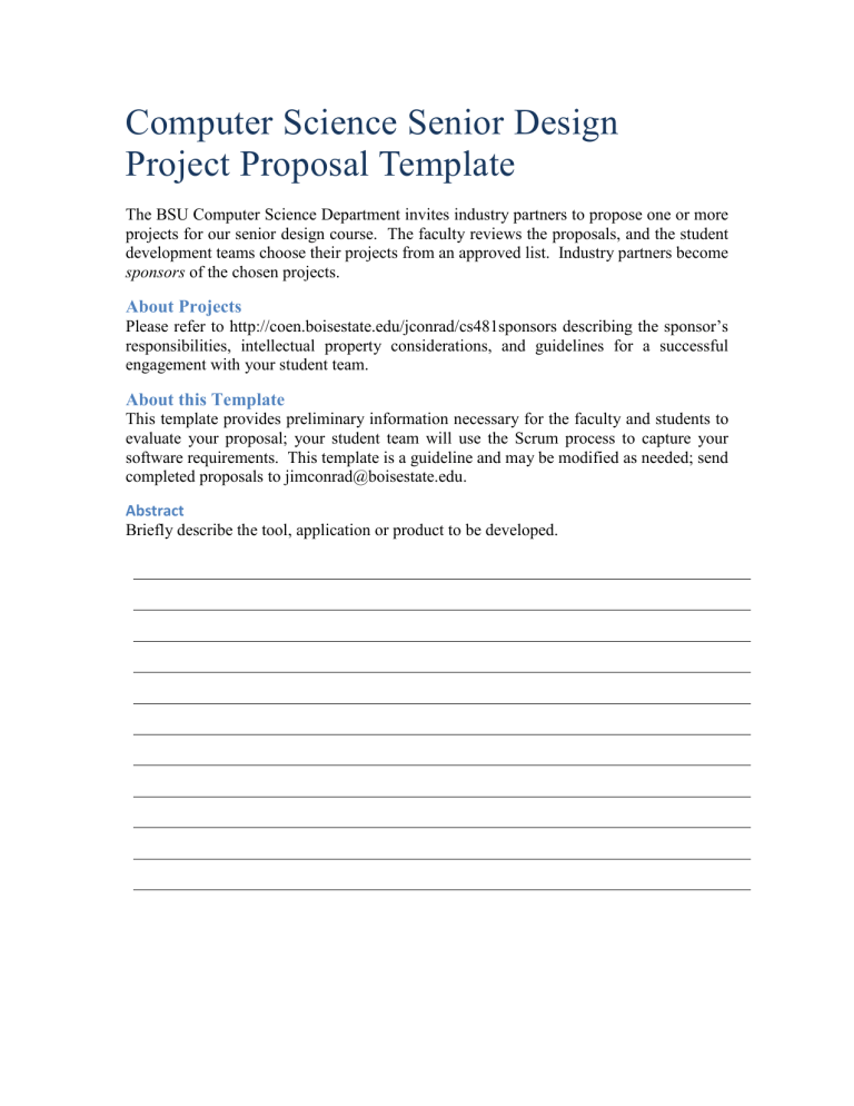 Computer Science Senior Design Project Proposal Template
