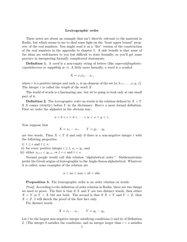 Lexicographic Order