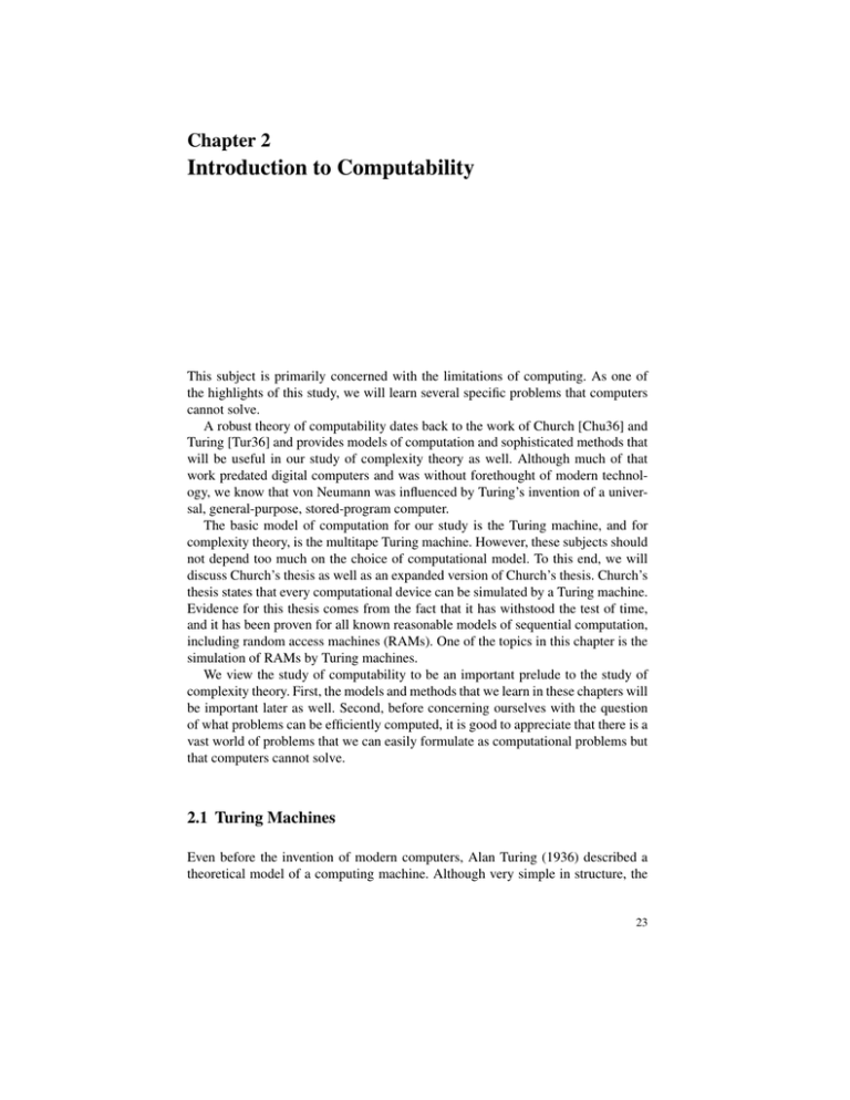 Introduction To Computability Chapter 2