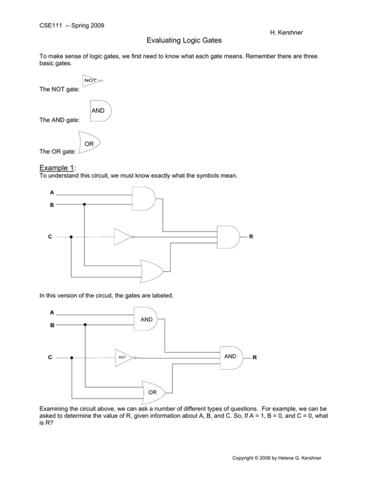 Evaluating Logic Gates Evaluating Logic Gates