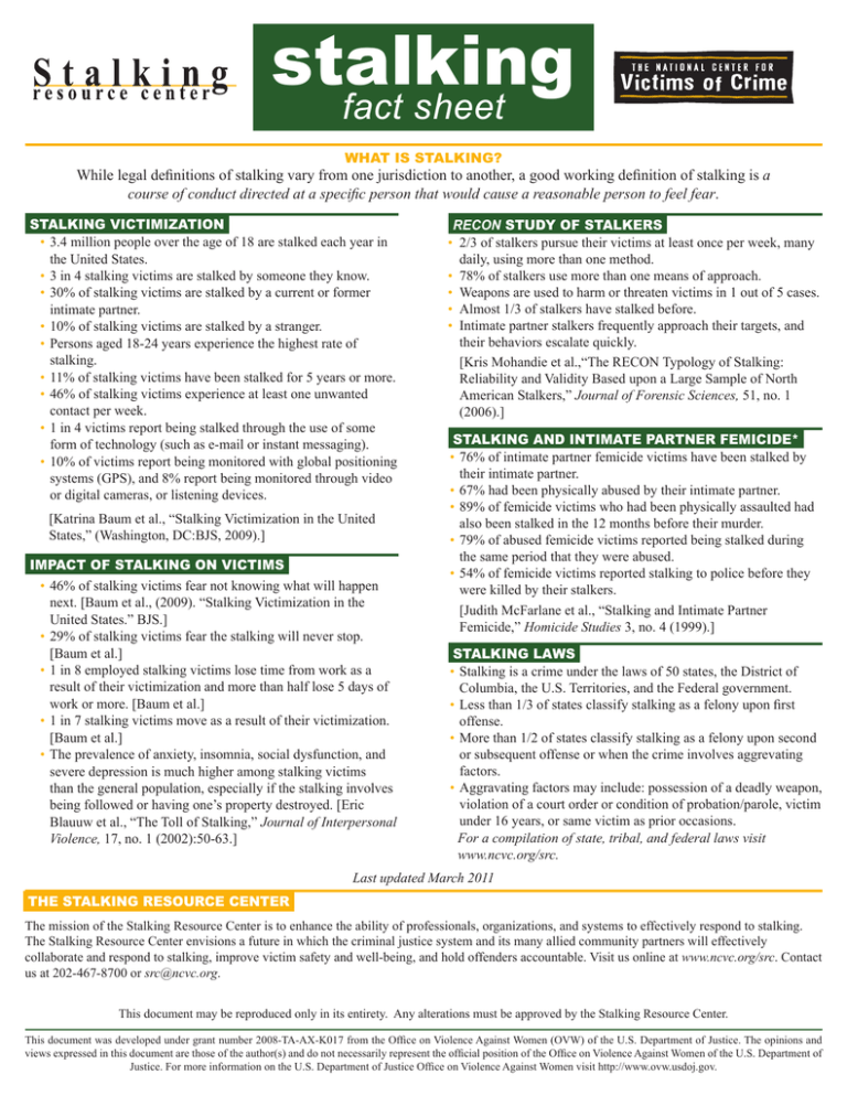stalking fact sheet a