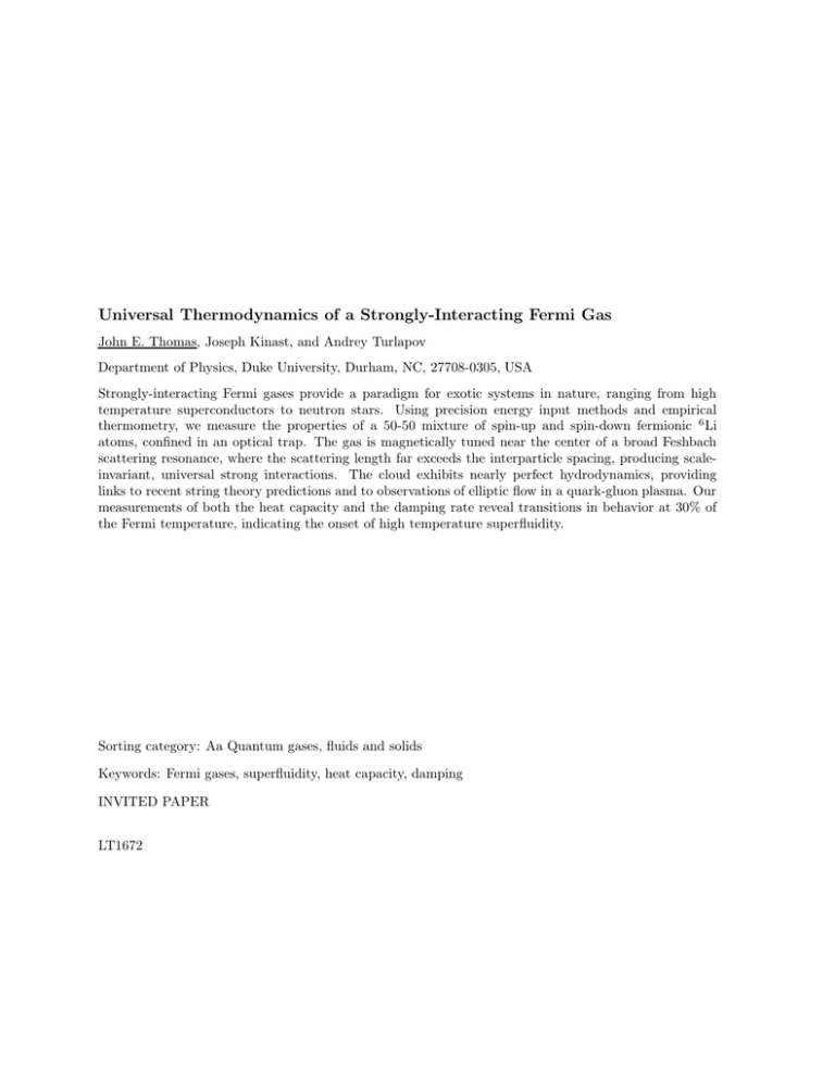 Universal Thermodynamics of a Strongly-Interacting Fermi Gas