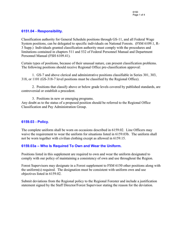 Classification authority for General Schedule positions through GS-11 ...