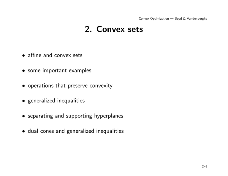 2. Convex sets 2. Convex sets