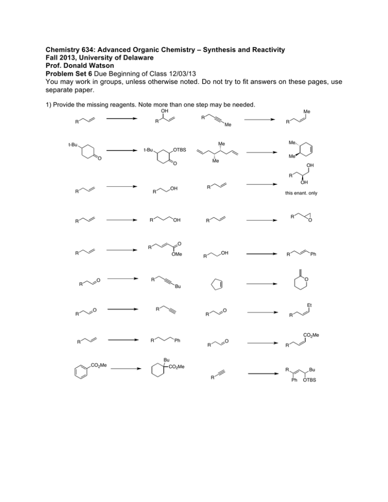 Advanced Organic Chemistry Synthesis Problem Set