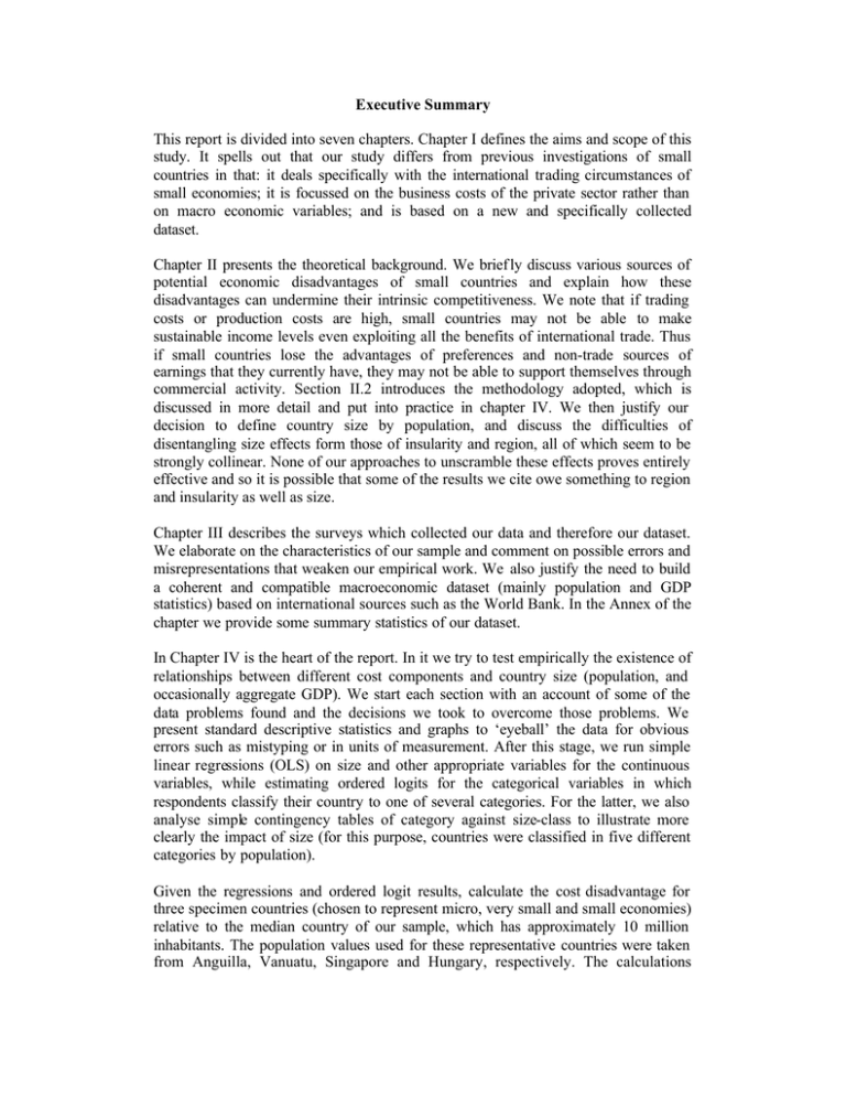 Small Economies: Trading, Costs, and Competitiveness Report