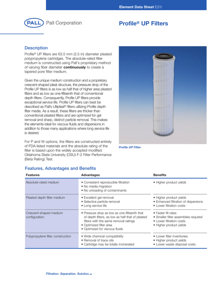 Profile UP Filters Description