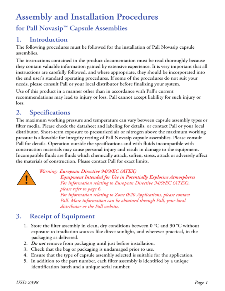 Pall Novasip Capsule Assembly & Installation Procedures