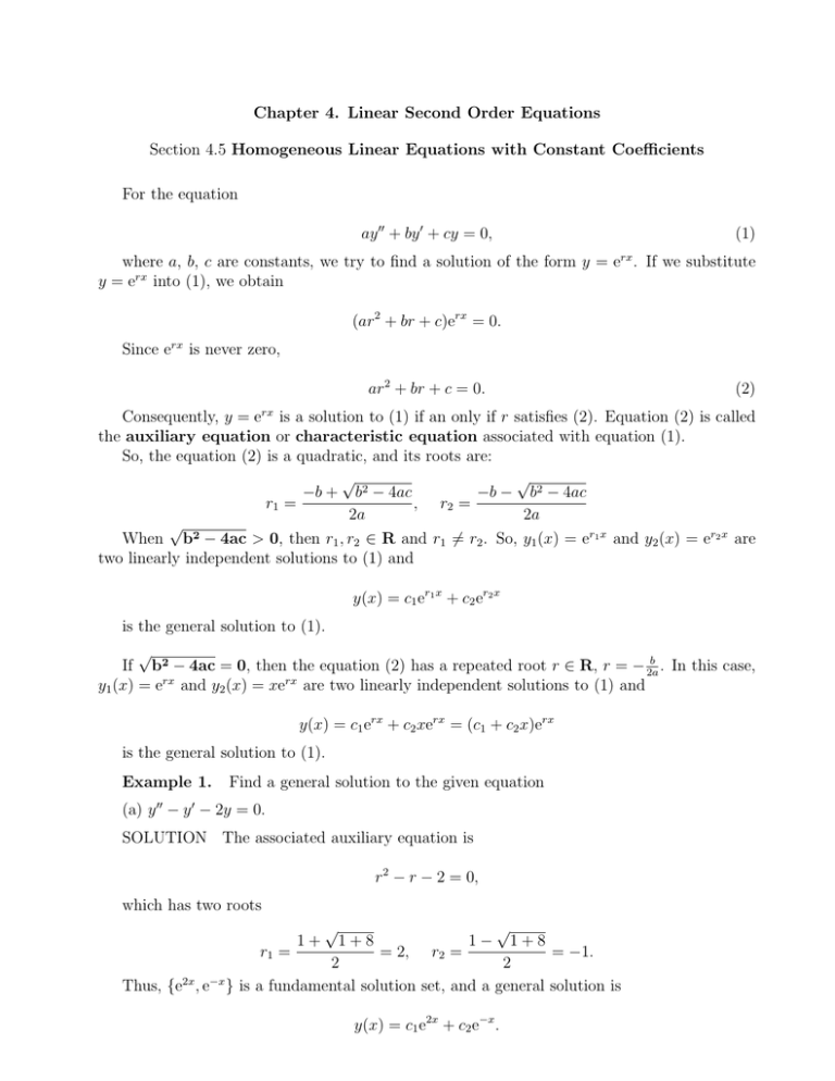 Chapter 4. Linear Second Order Equations