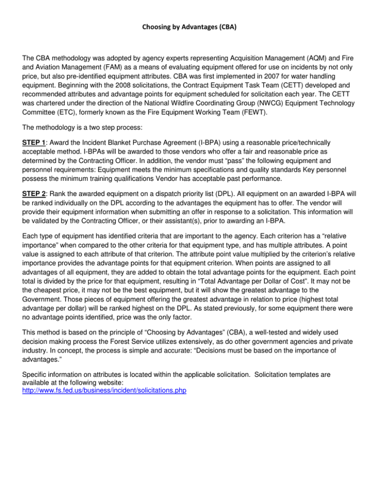 Choosing by Advantages (CBA)