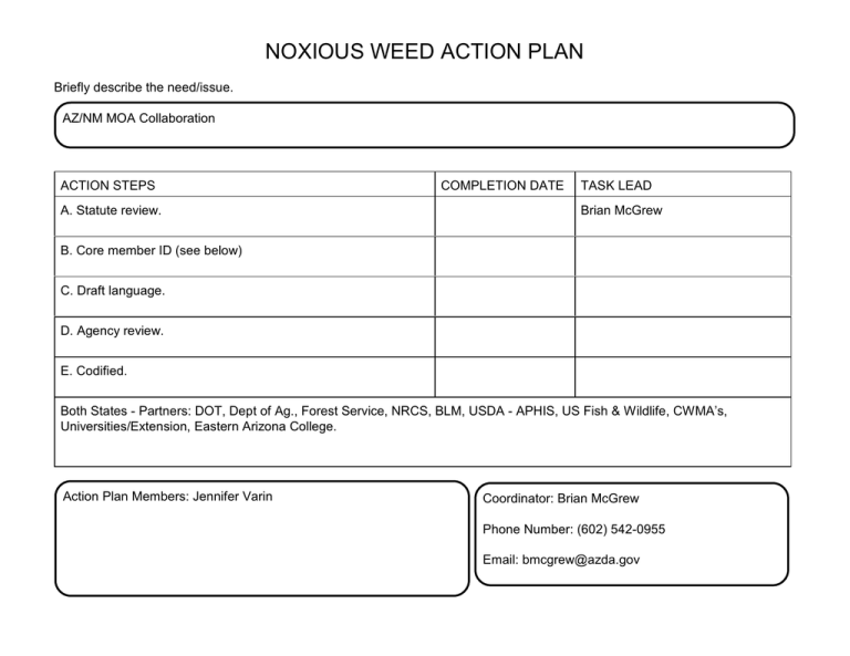 NOXIOUS WEED ACTION PLAN