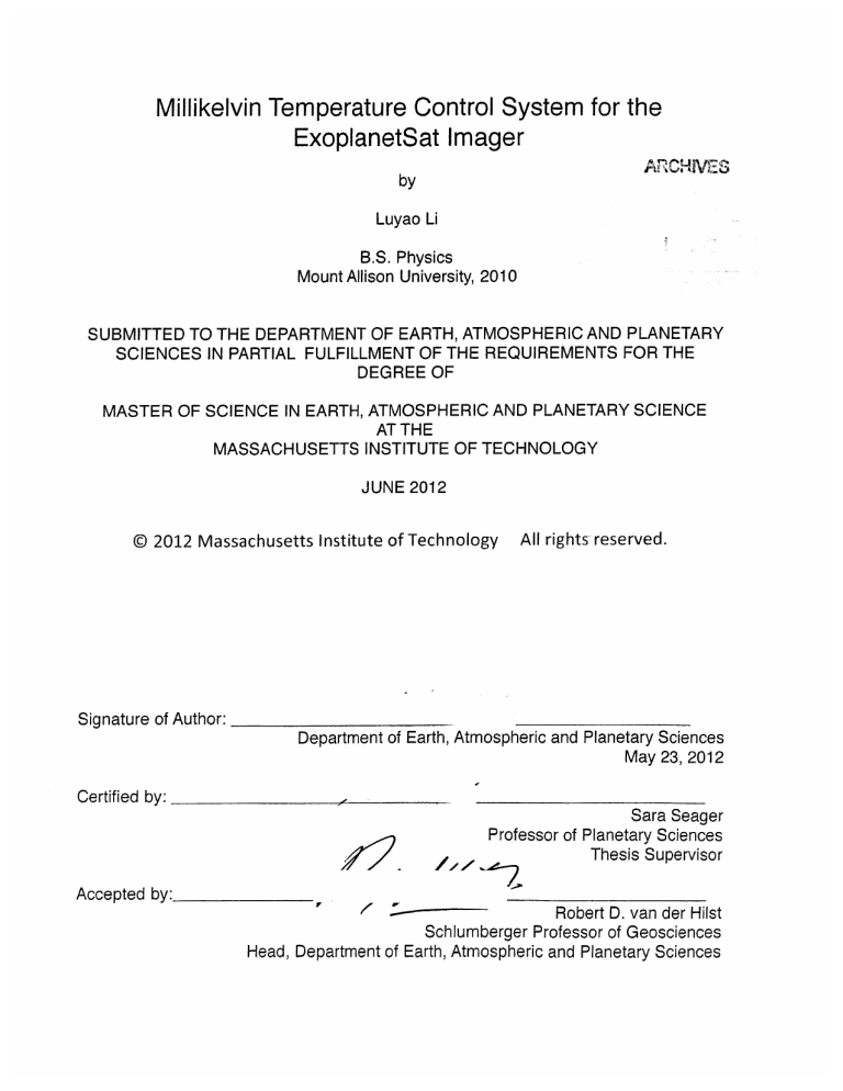 Millikelvin Temperature Control System for the