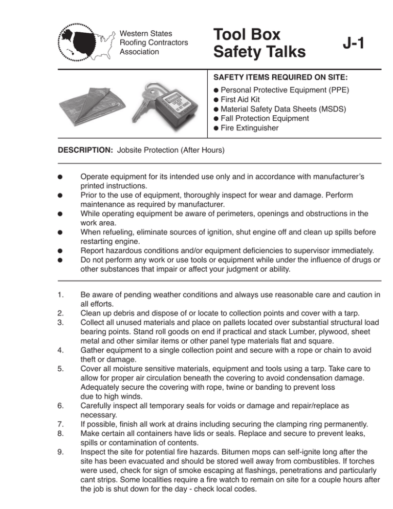 Jobsite Safety Talk: After Hours Protection Checklist