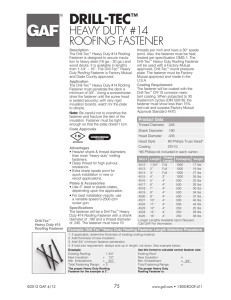 Drill-Tec™ CD-10 Fastener Data Sheet Updated: 1/10