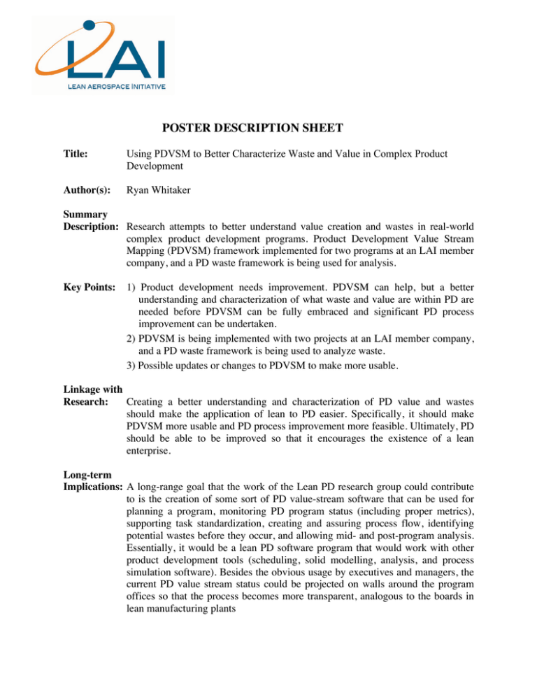 POSTER DESCRIPTION SHEET