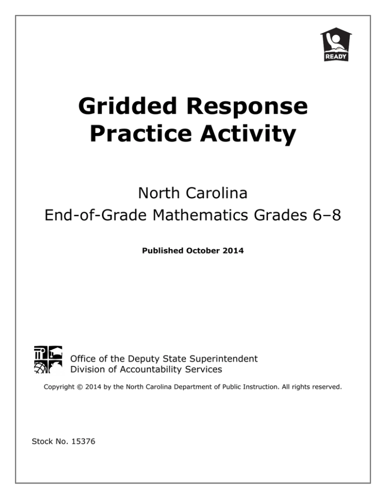 Gridded Response Practice Activity North Carolina