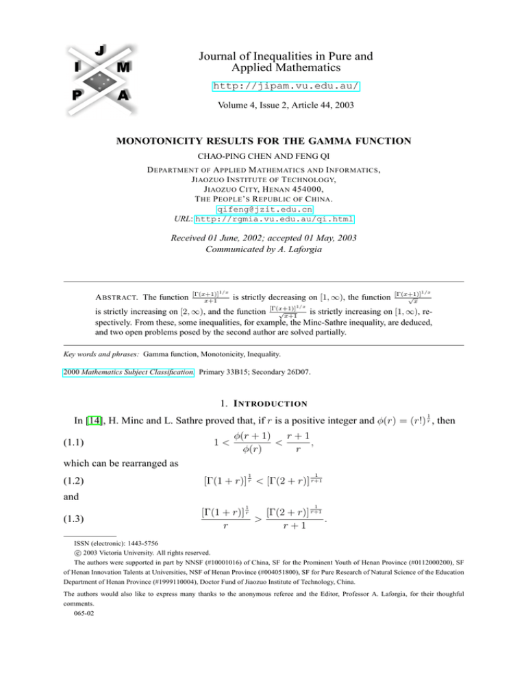 Journal Of Inequalities In Pure And Applied Mathematics