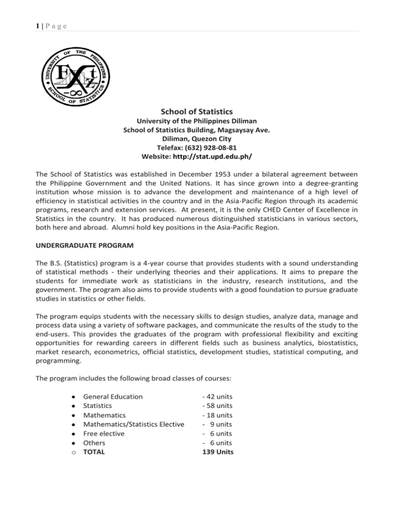 UP Diliman Statistics Programs: BS, MS, PhD Overview