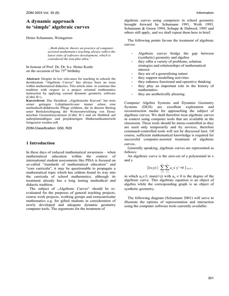 A dynamic approach to ‘simple’ algebraic curves