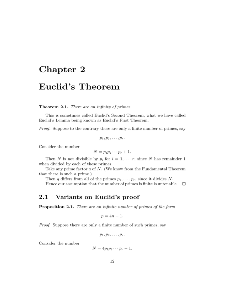 Euclid's Theorem: Infinity of Primes & Euler's Formula