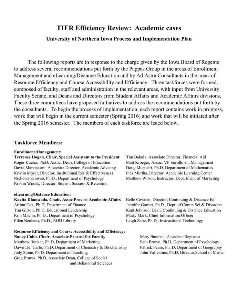 TIER Efficiency Review: Academic cases