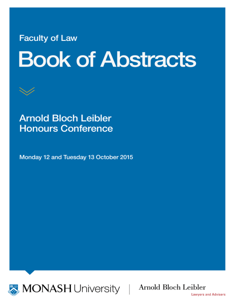 Law Honours Conference Abstracts - Monash University