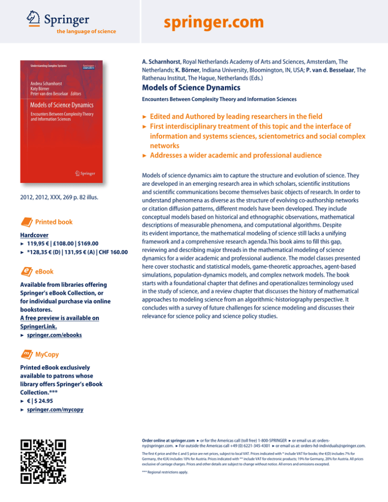 Models of Science Dynamics