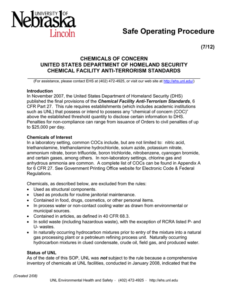 Safe Operating Procedure