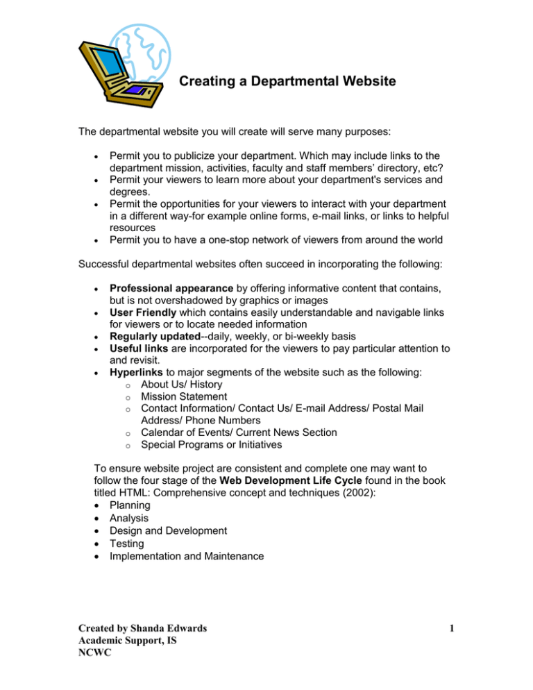 Creating a Departmental Website
