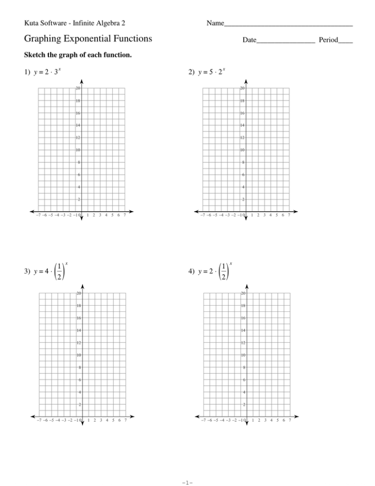 Graphing Exponential Functions Worksheet - Algebra 2