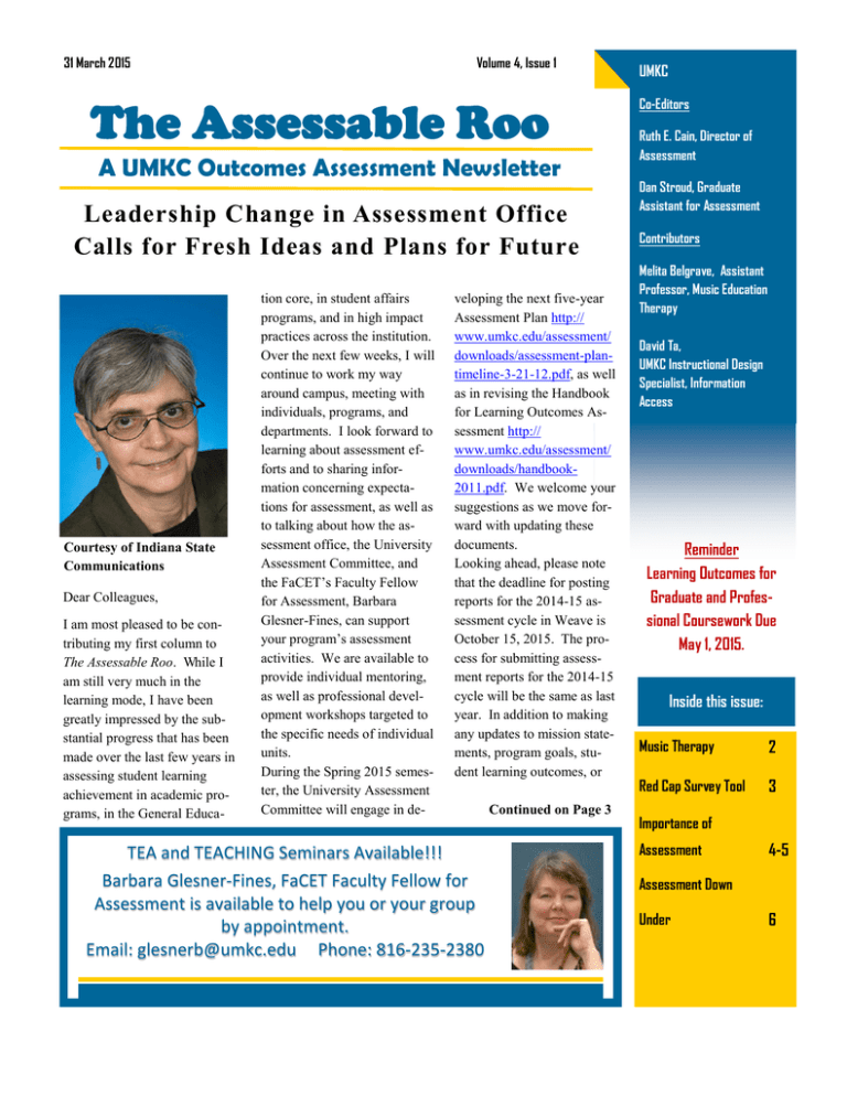 The Assessable Roo Leadership Change in Assessment Office