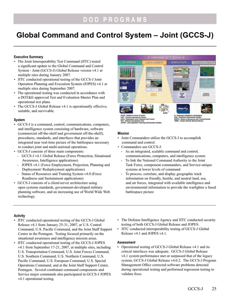 GCCS-J Operational Testing Report: Global Command & Control System