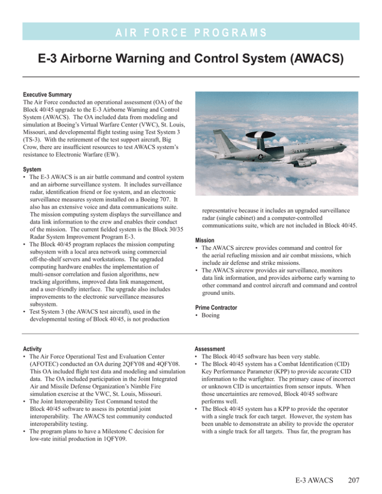 E-3 Airborne Warning and Control System (AWACS)