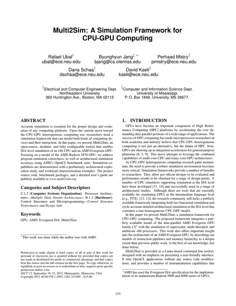 Multi2sim A Simulation Framework For Cpu Gpu Computing