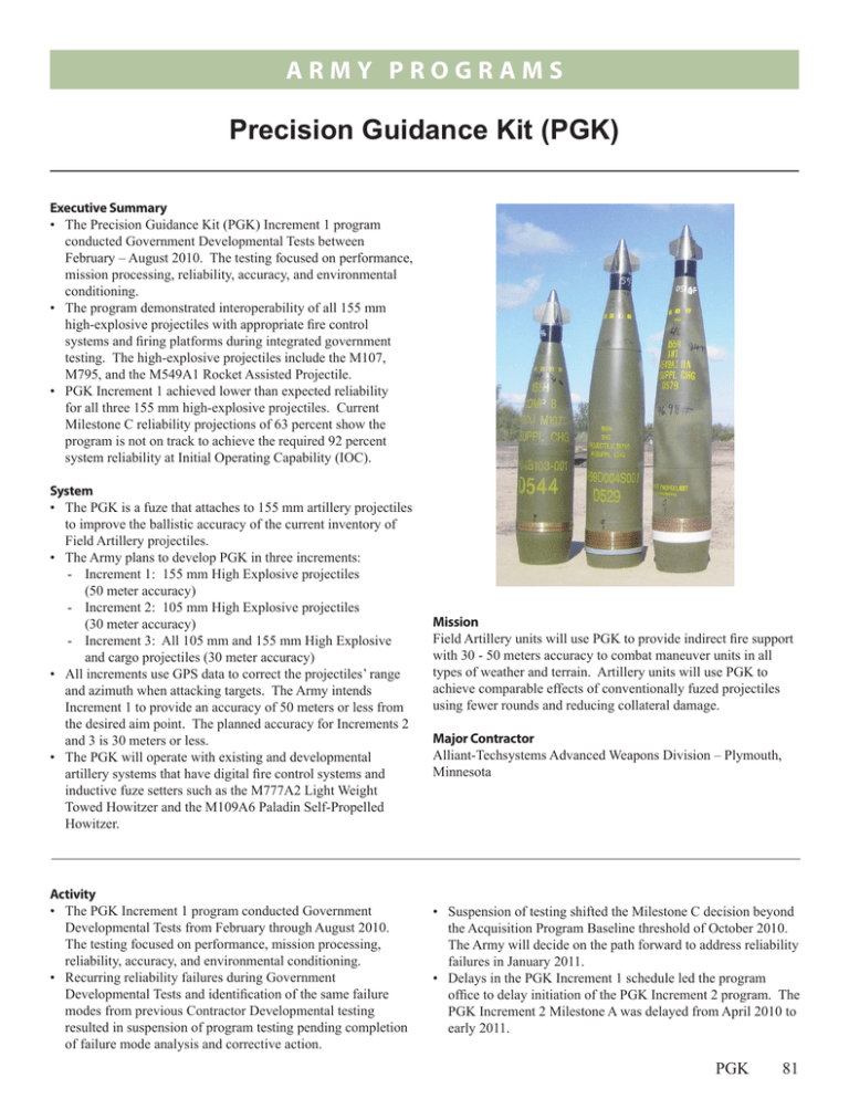 Precision Guidance Kit (PGK) Program Report