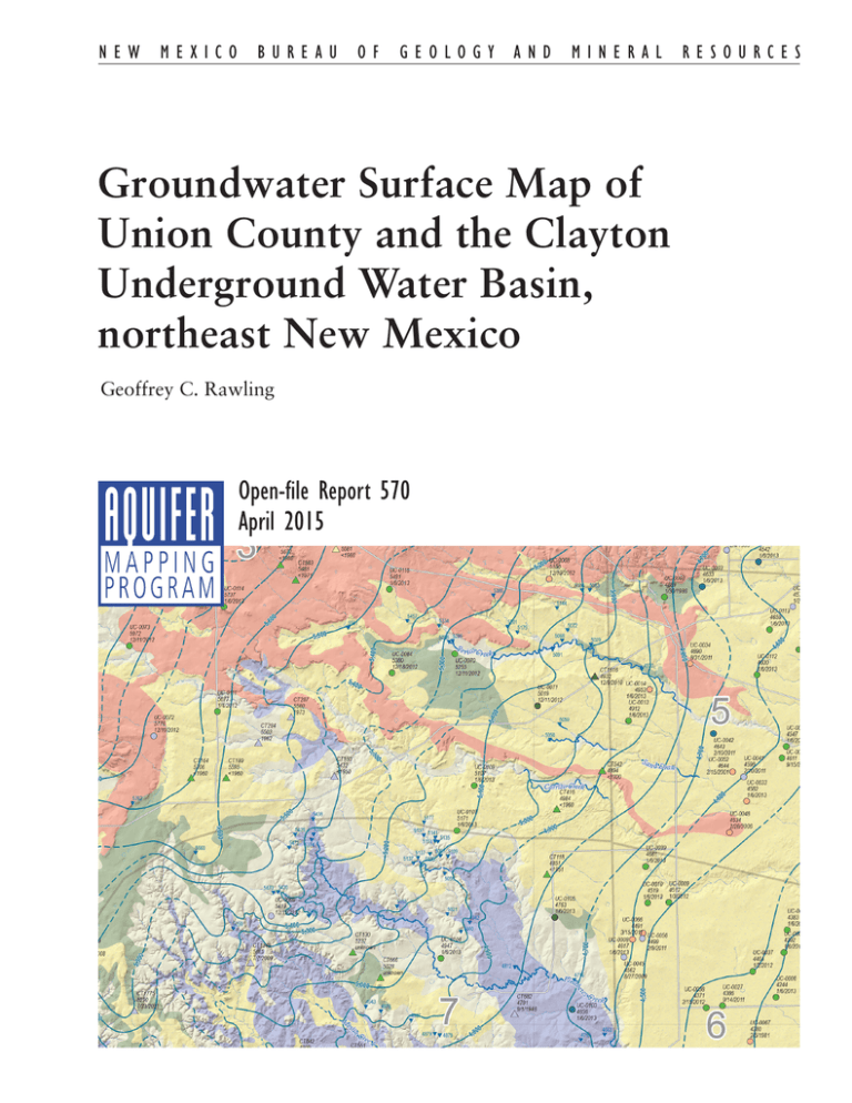Groundwater Surface Map of Union County and the Clayton Underground ...