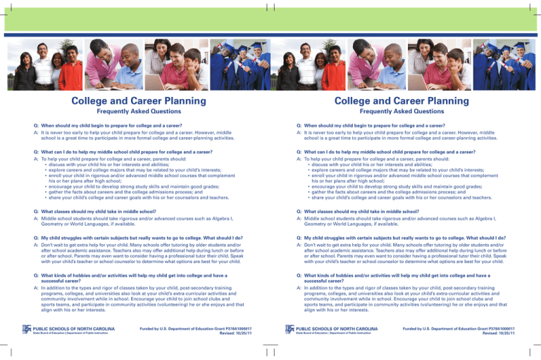 College and Career Planning Frequently Asked Questions
