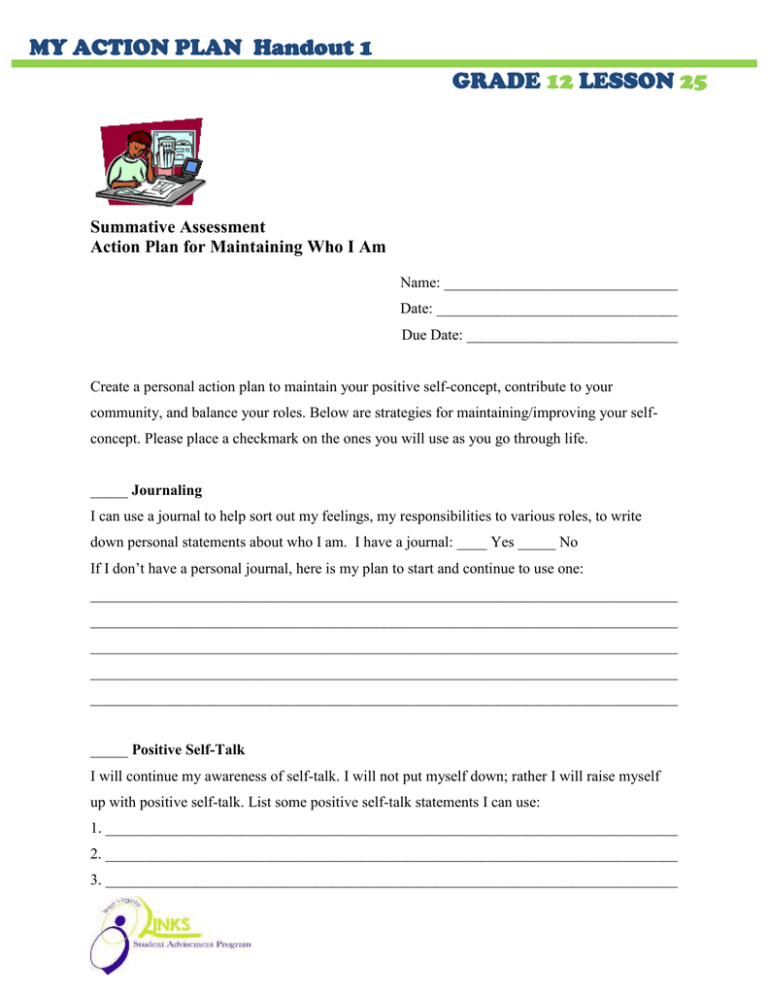 MY ACTION PLAN Handout 1 GRADE LESSON