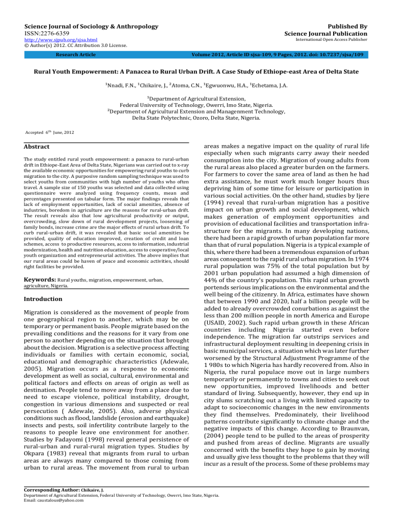 Published By Science Journal of Sociology & Anthropology Science ...