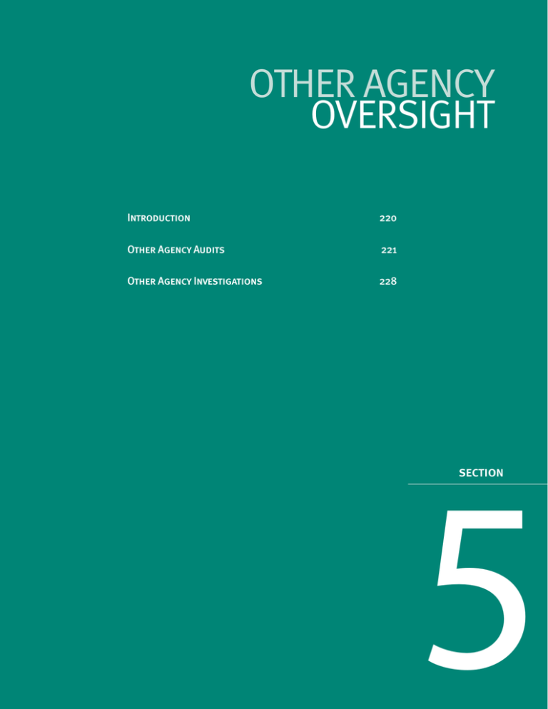5 OTHER AGENCY OVERSIGHT section