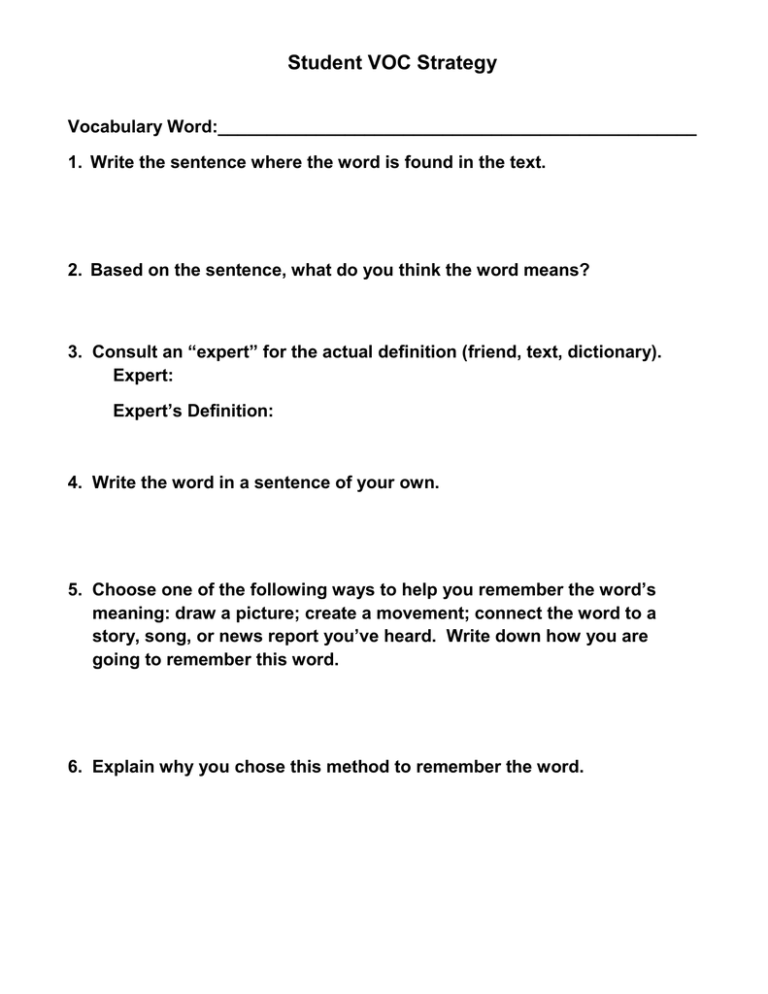 Student VOC Strategy