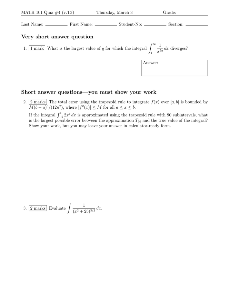 Very short answer question