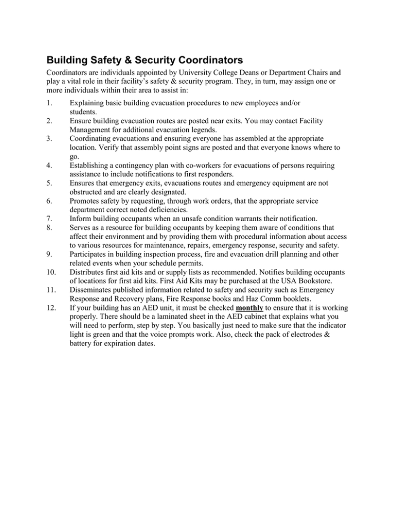 Building Safety & Security Coordinators
