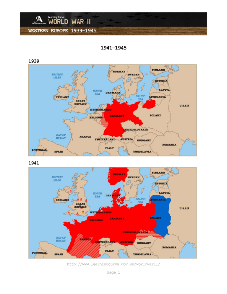 WESTERN EUROPE 1939-1945 1941-1945 1939