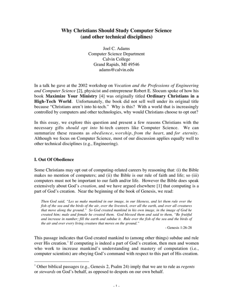 Christians & Computer Science: Why Study It?