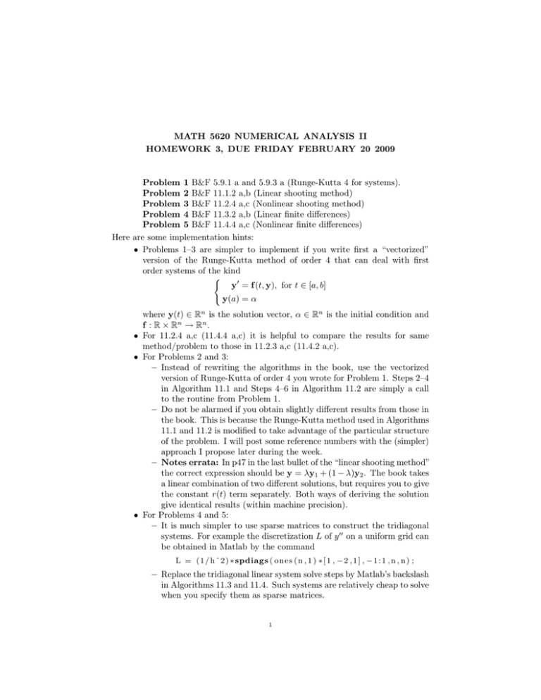 MATH 5620 NUMERICAL ANALYSIS II