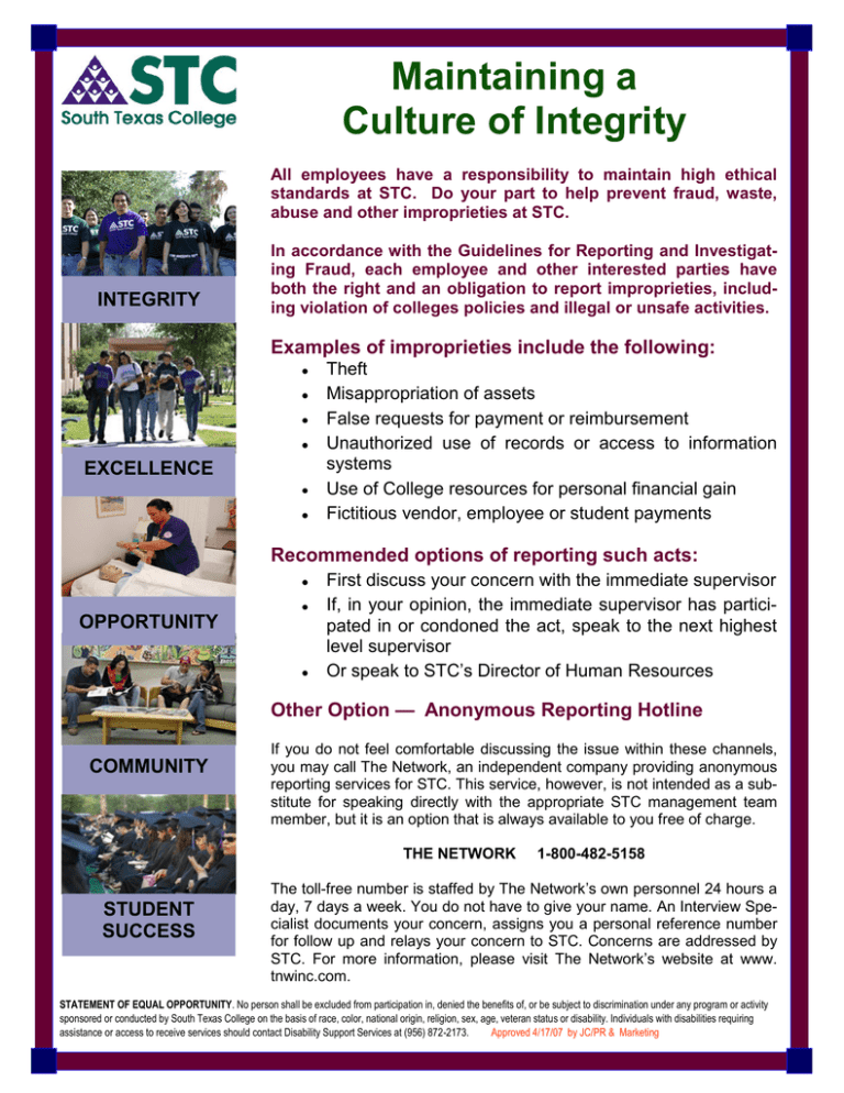 Maintaining a Culture of Integrity