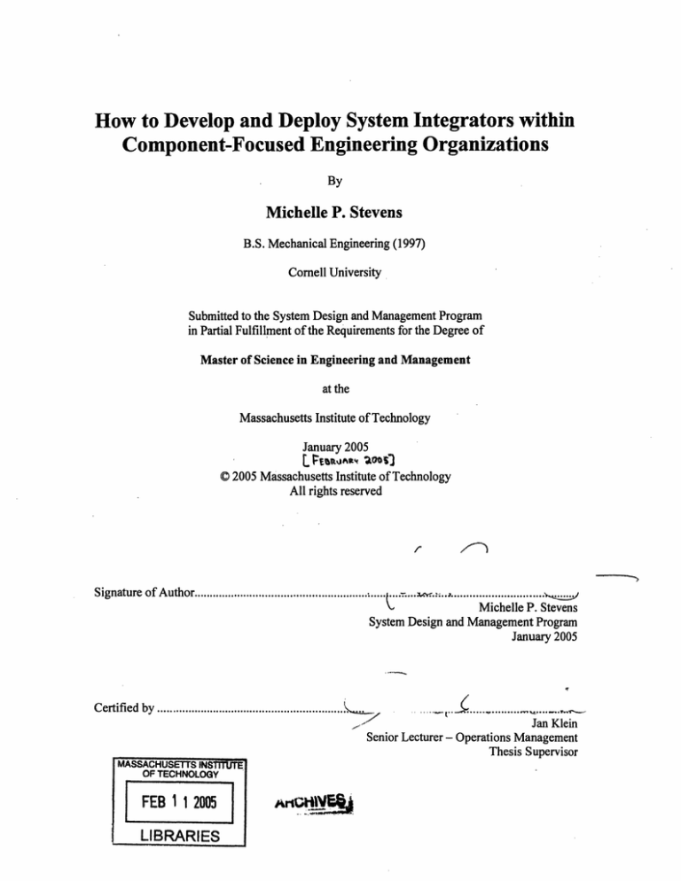 Component-Focused Engineering Organizations Component-Focused Engineering Organizations