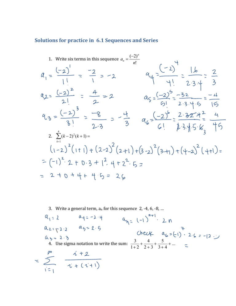 Sequences and Series Practice Solutions