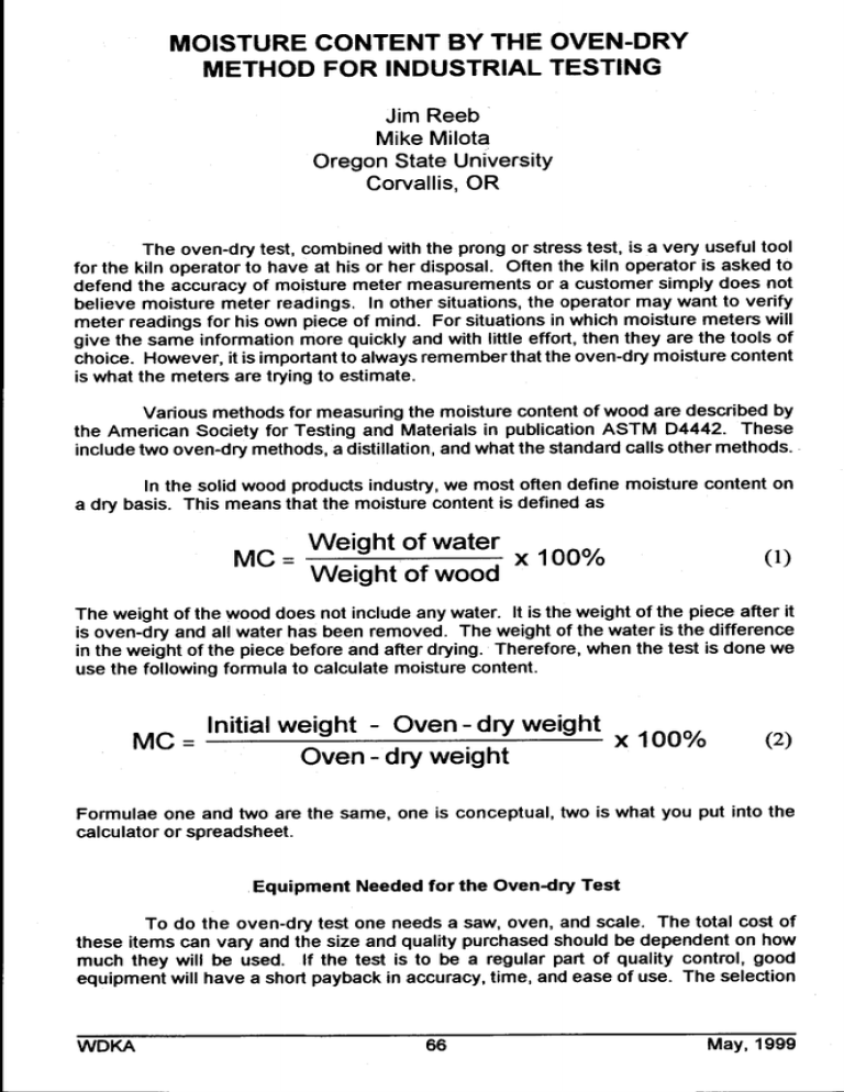 Oven-Dry Method for Moisture Content in Wood Testing